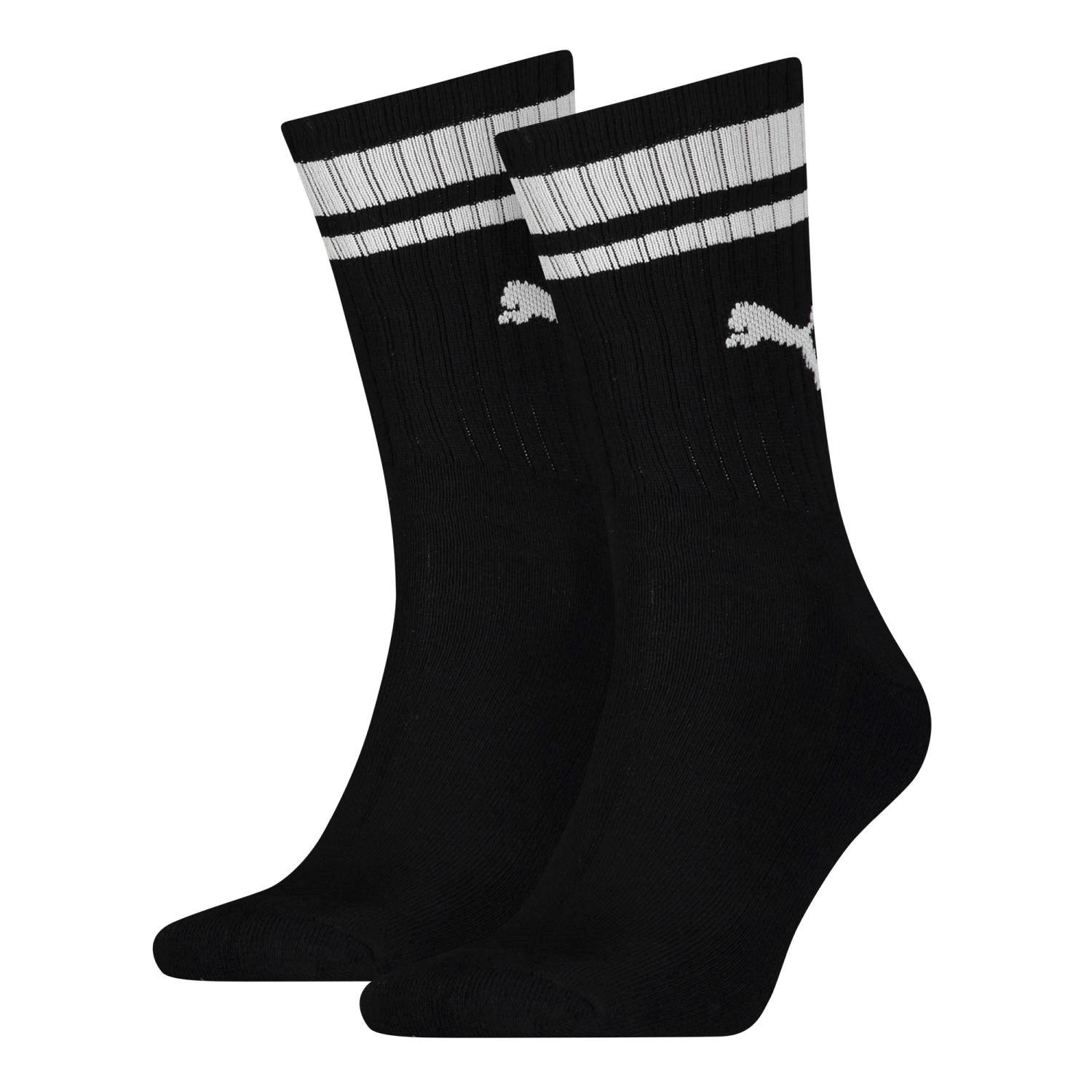 2 Pack Puma Crew Heritage Stripe Socks Svart